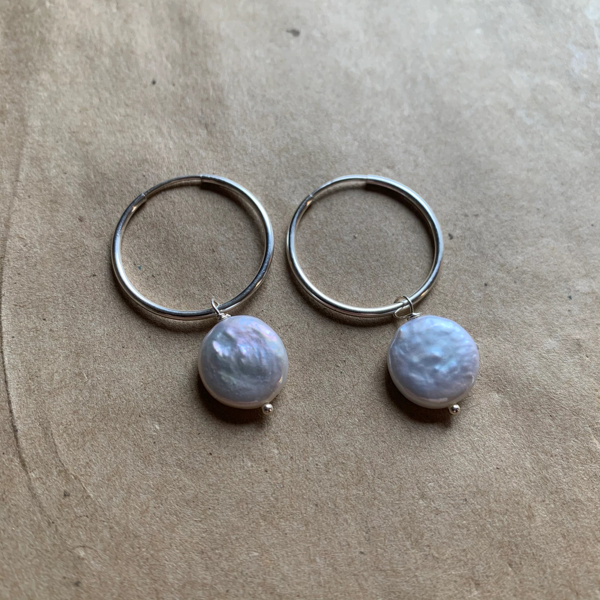 Brenda Hoops Sterling Silver With Cream Pearls – Mountain Mercantile ...